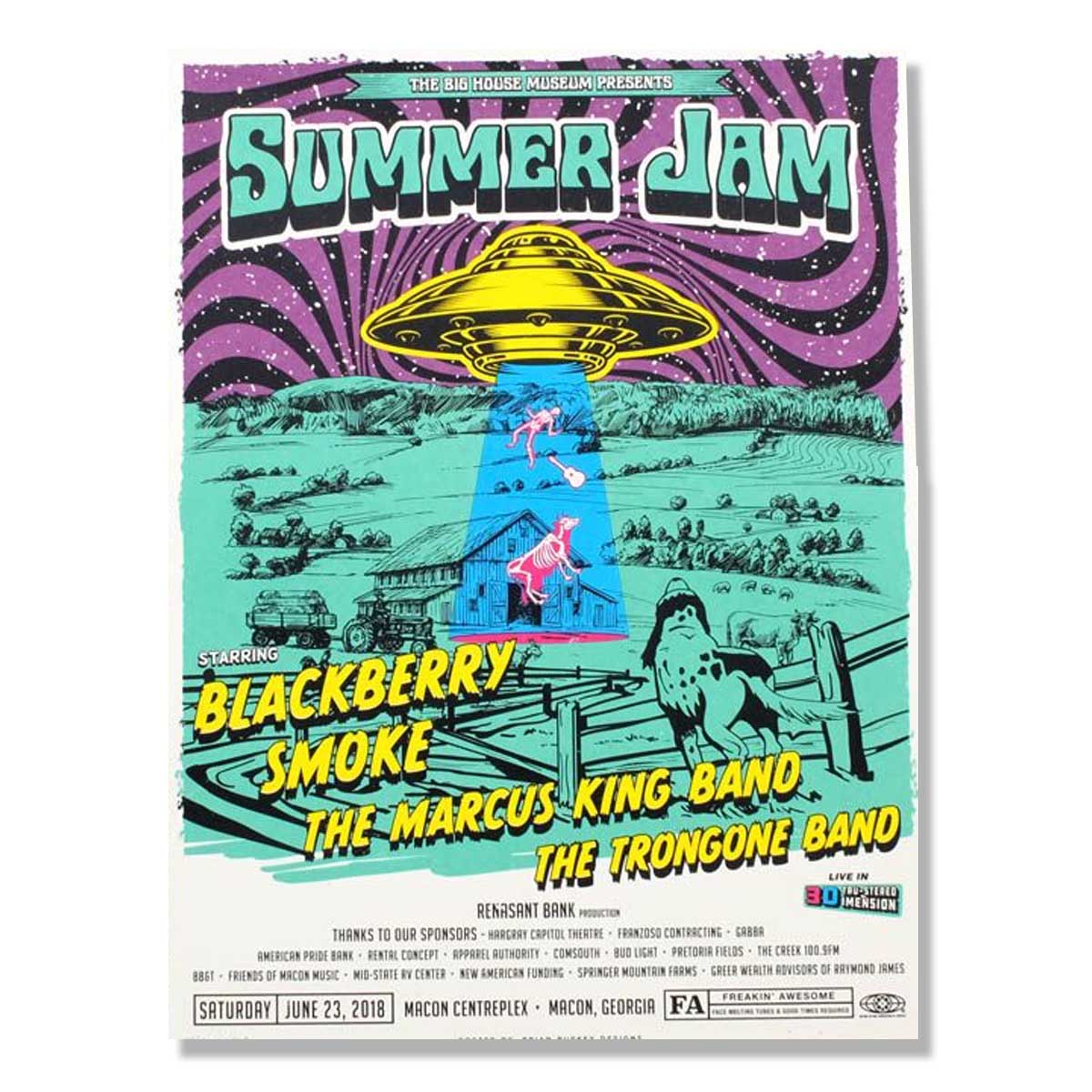 TOUR POSTER 2018 Big House Summer Jam Poster - Wood Rack Left ...